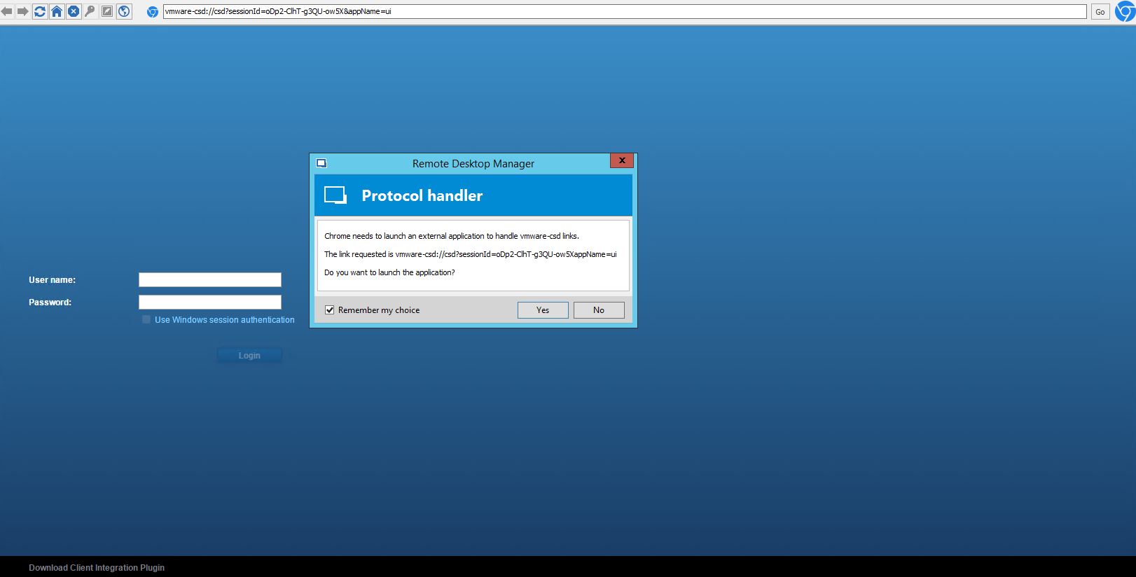 Running the vSphere Web Client via Remote Desktop Manager